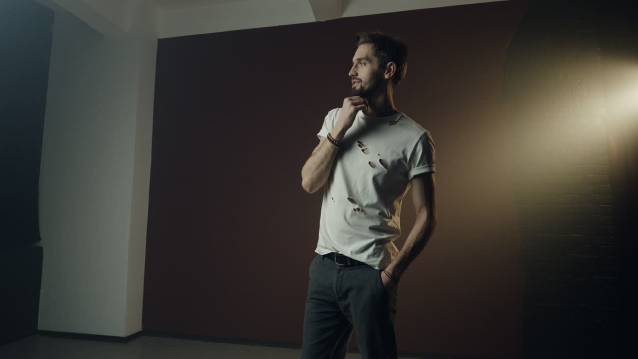 Free stock video - Camera zooming in and out on the young caucasian man ...