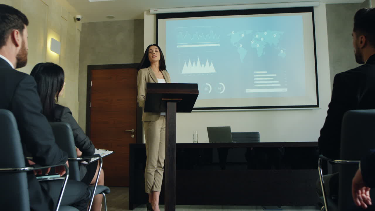 Free stock video - Camera zoom in on caucasian businesswoman talking on ...