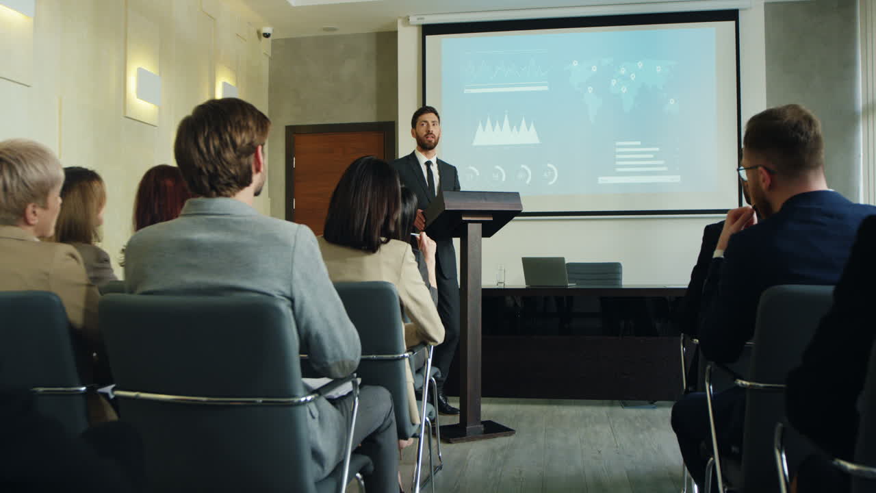 Free stock video - Camera zoom in on caucasian businessman talking on a ...