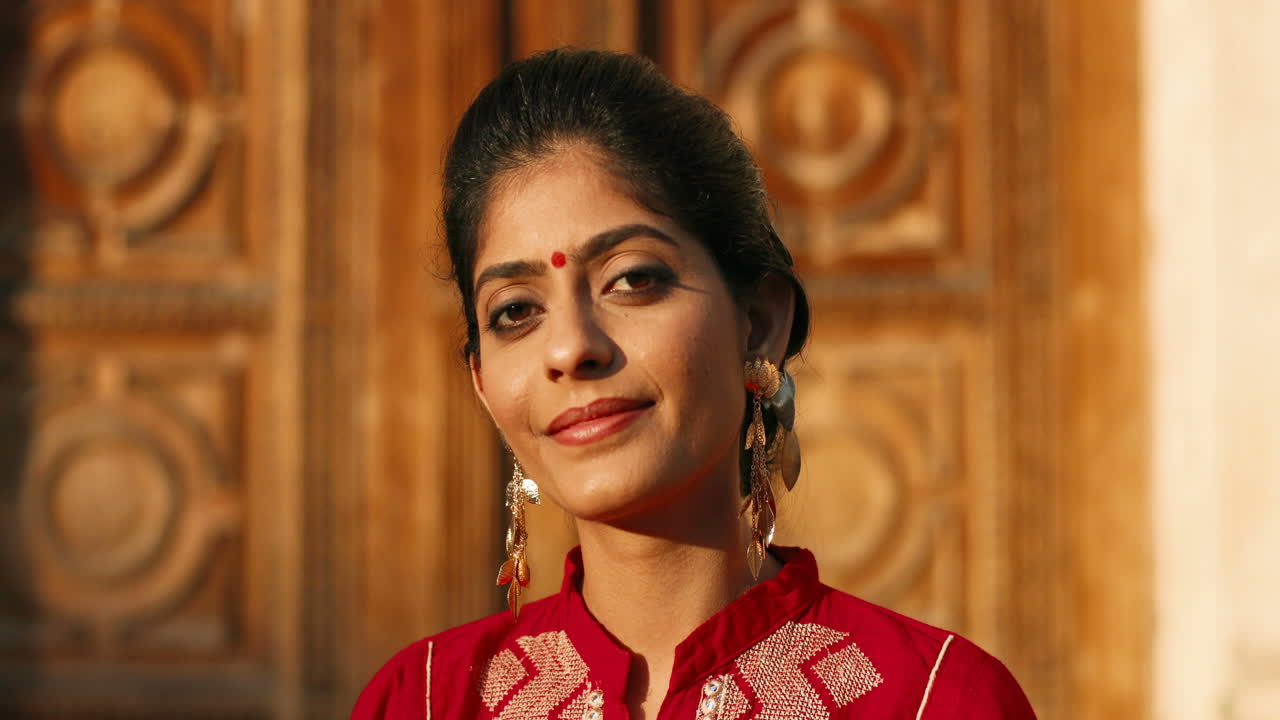 Free stock video - Close-up of beautiful indian woman