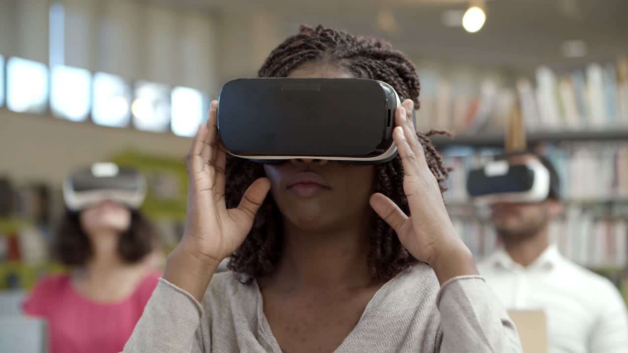 Free stock video - Slow motion shot of excited woman experiencing vr