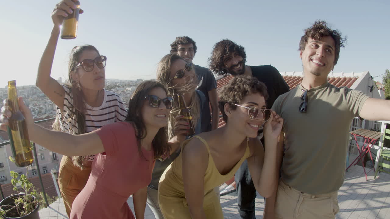 Free stock video - Group of happy friends taking selfie during a ...