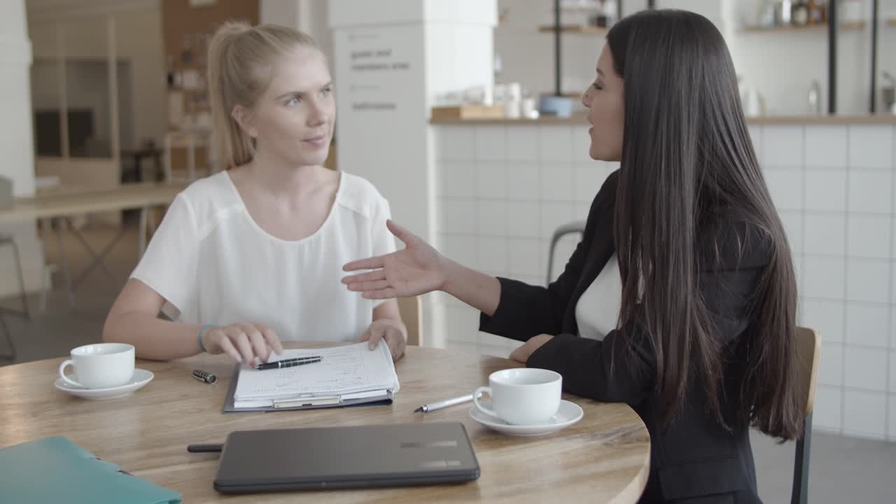 Free stock video - Young female client meeting with insurance agent