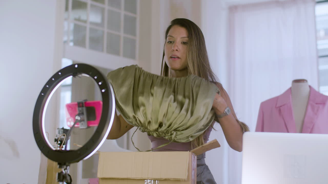 Free stock video - Beautiful caucasian woman recording video for her ...