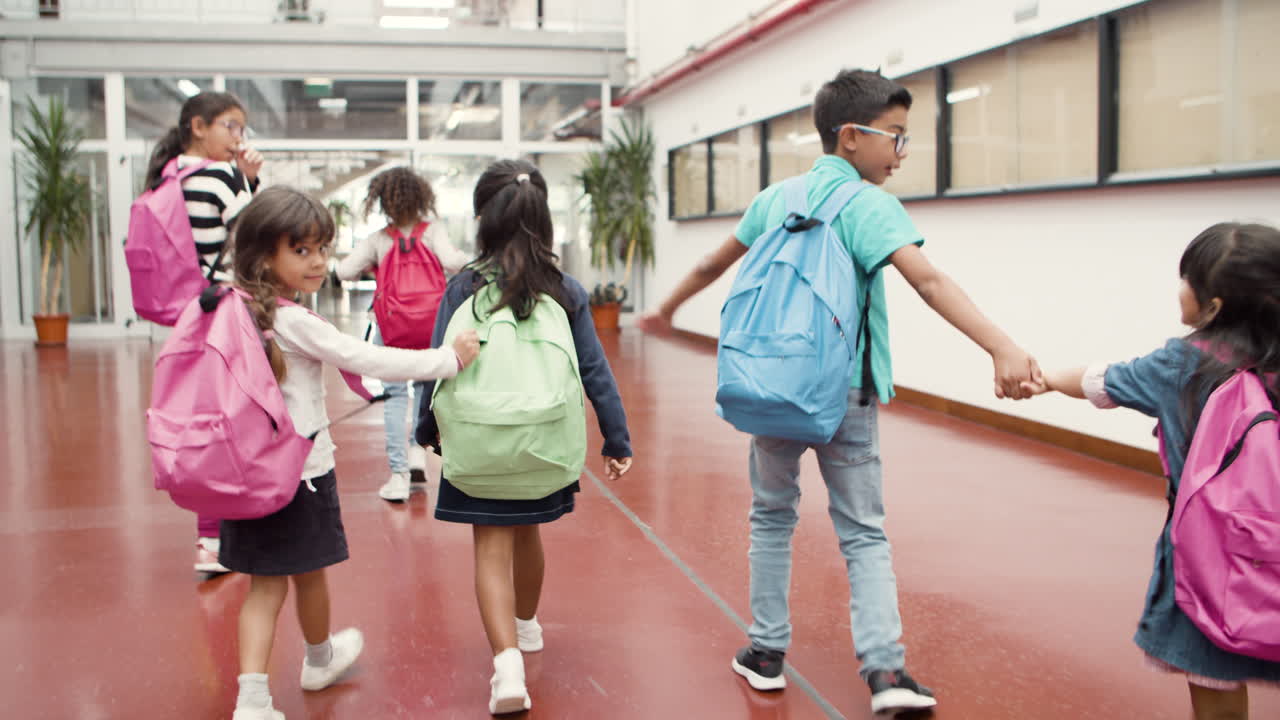 Free stock video - Back view of happy multiethnic group of schoolkids ... Free stock video - Back view of happy multiethnic group of schoolkids ...