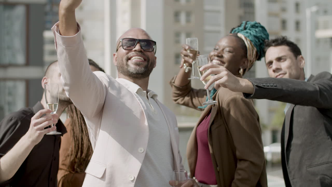 Free stock video - Front view of executive taking selfie with ...