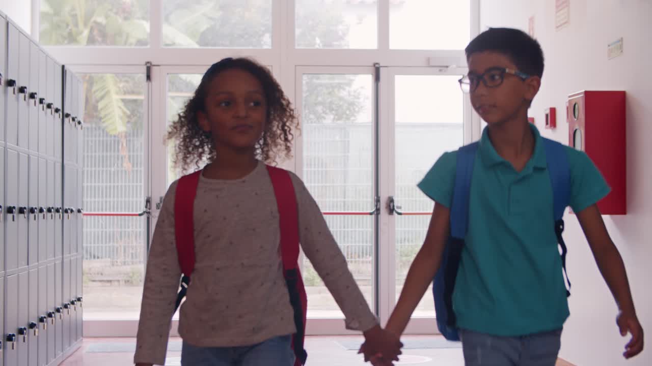 Vídeo de arquivo Gratuito - Diversos amigos da escola andando no ...