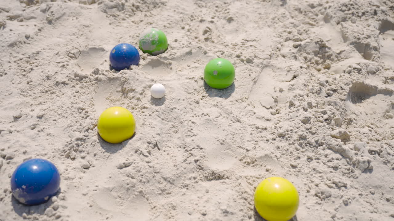 Free stock video - Top view of some colorful petanque balls on the ...