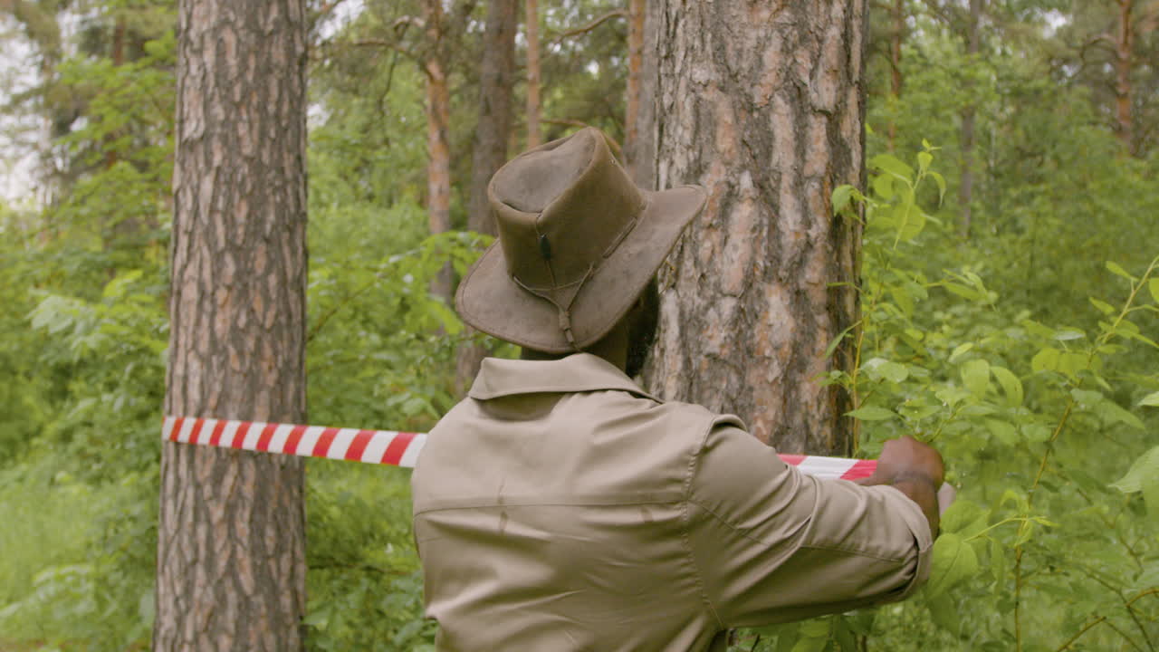 Vídeo Gratis - Guardabosques caucásicos y afroamericanos que delimitan ...