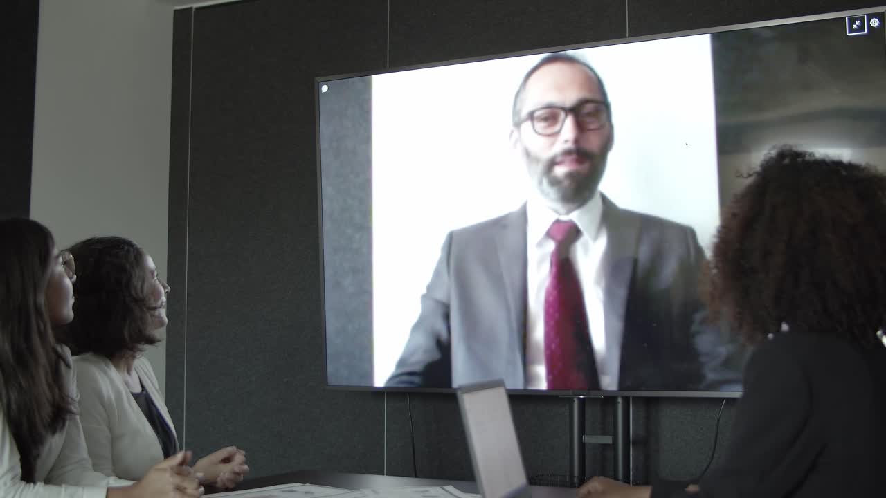 Free stock video - Successful ceo video chatting with partners and ...