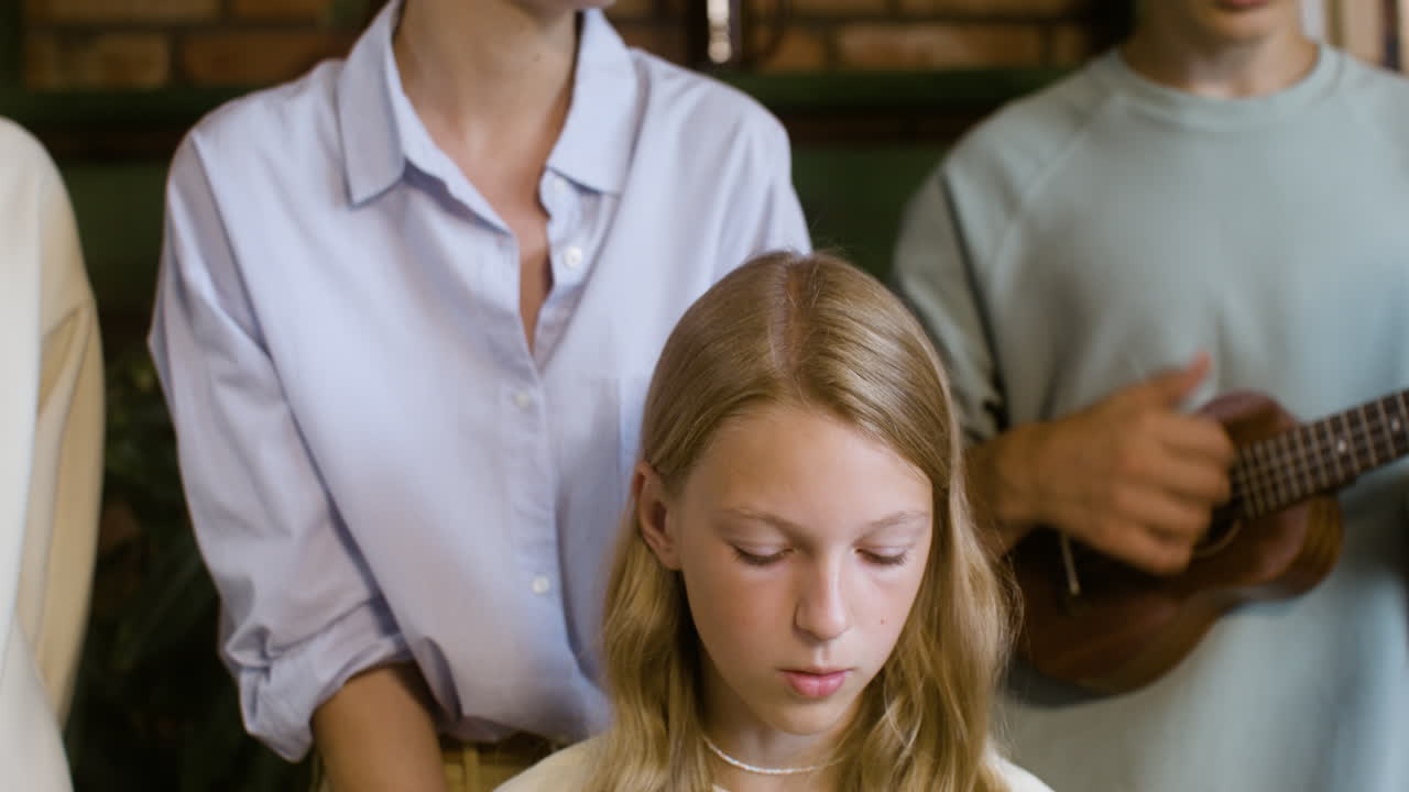 Free stock video - Pupils and her teacher playing music and singing at ...