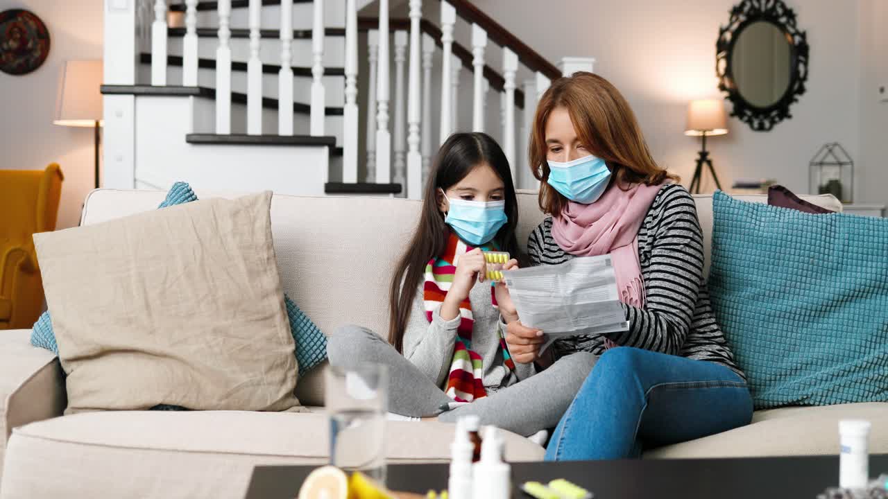 Free stock video - Sick little girl wearing a surgical mask and sitting ...