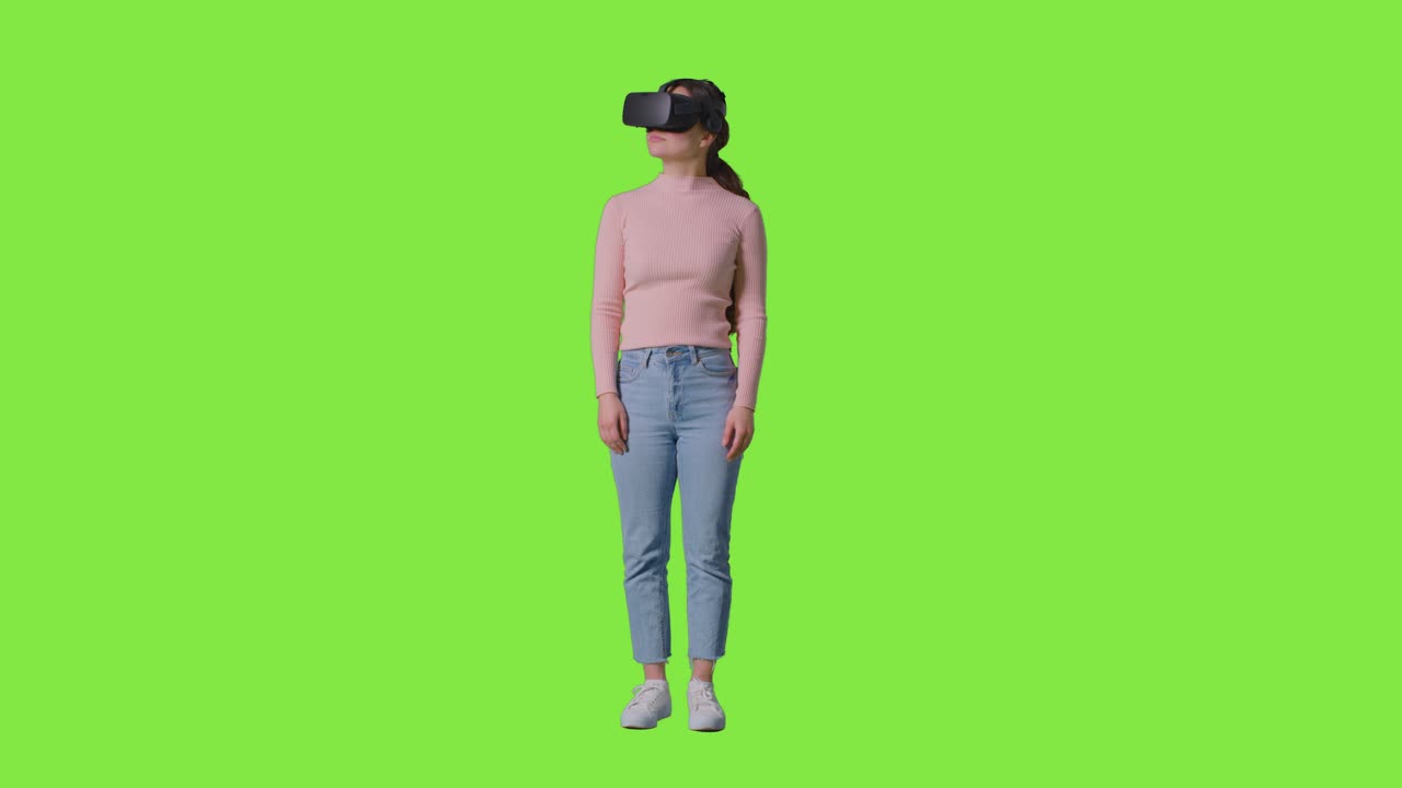 Free stock video - Full length shot of woman putting on virtual reality ...