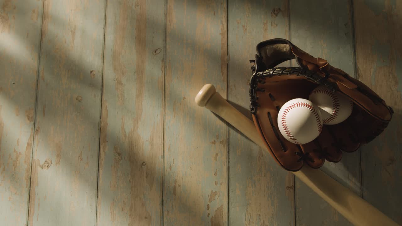 Free stock video - Overhead studio baseball still life with bat ball ...