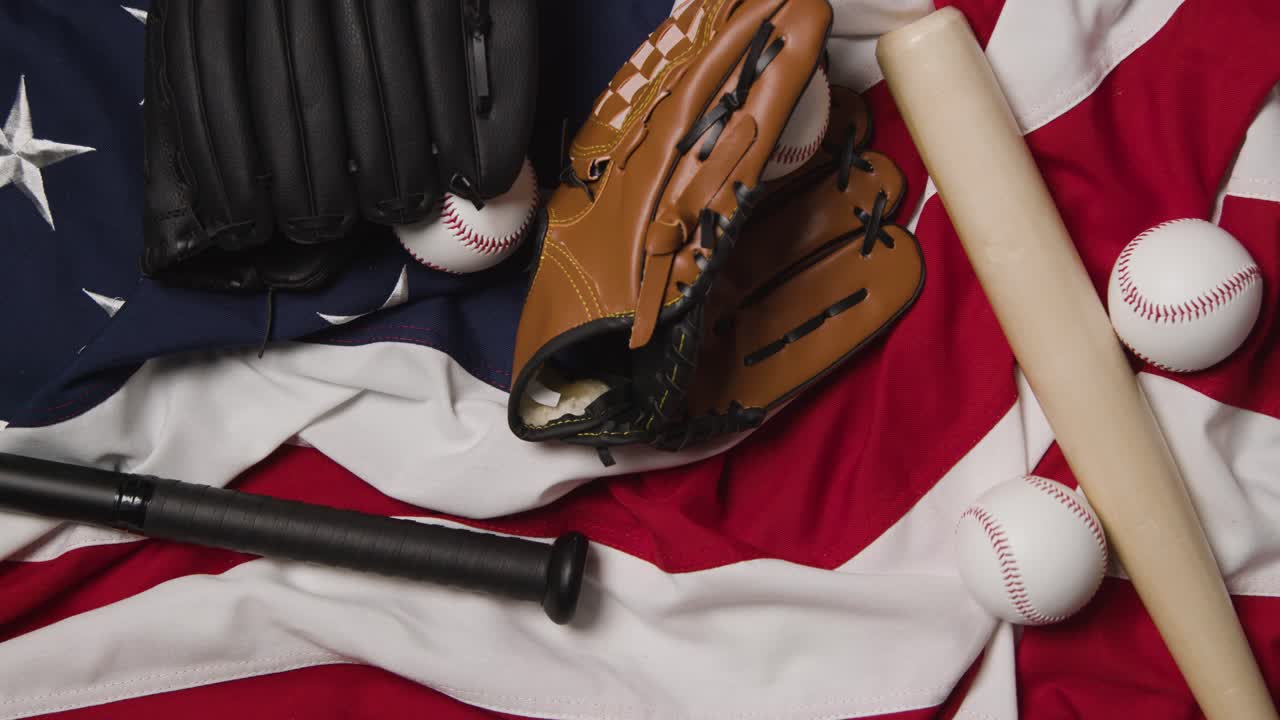 Free stock video - Overhead baseball still life with catchers mitt on ...