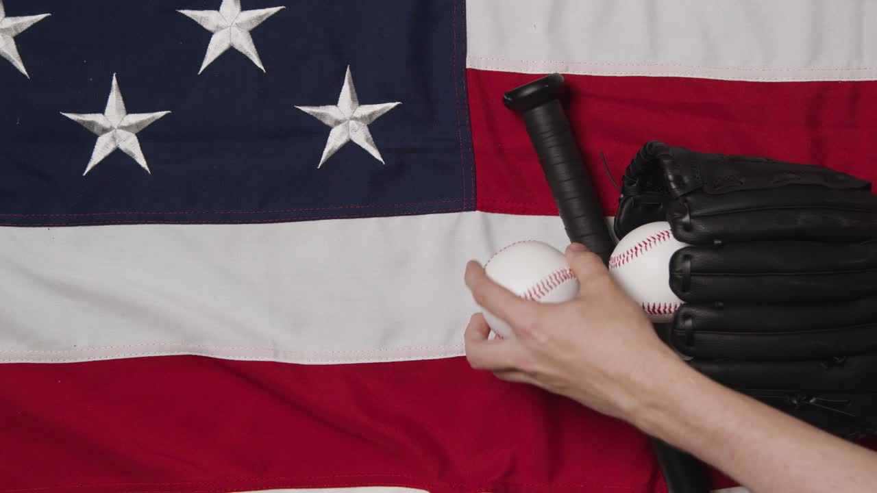 Free stock video - Overhead baseball still life with bat and catchers ...
