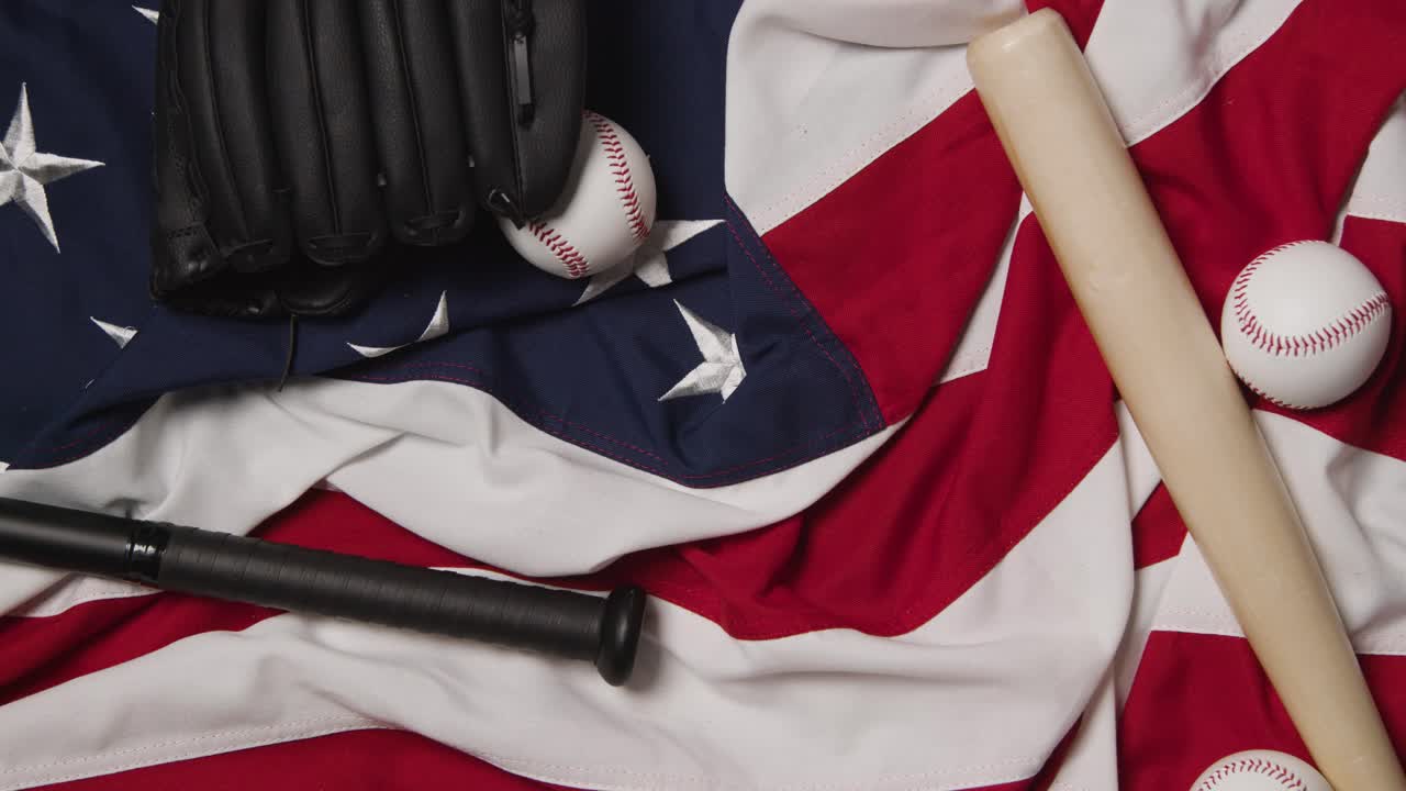 Стоковое видео категории «Бесплатно» — Overhead baseball still life ...