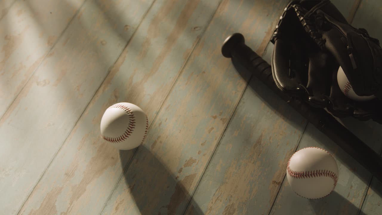 Free stock video - Overhead studio baseball still life with bat ball ...