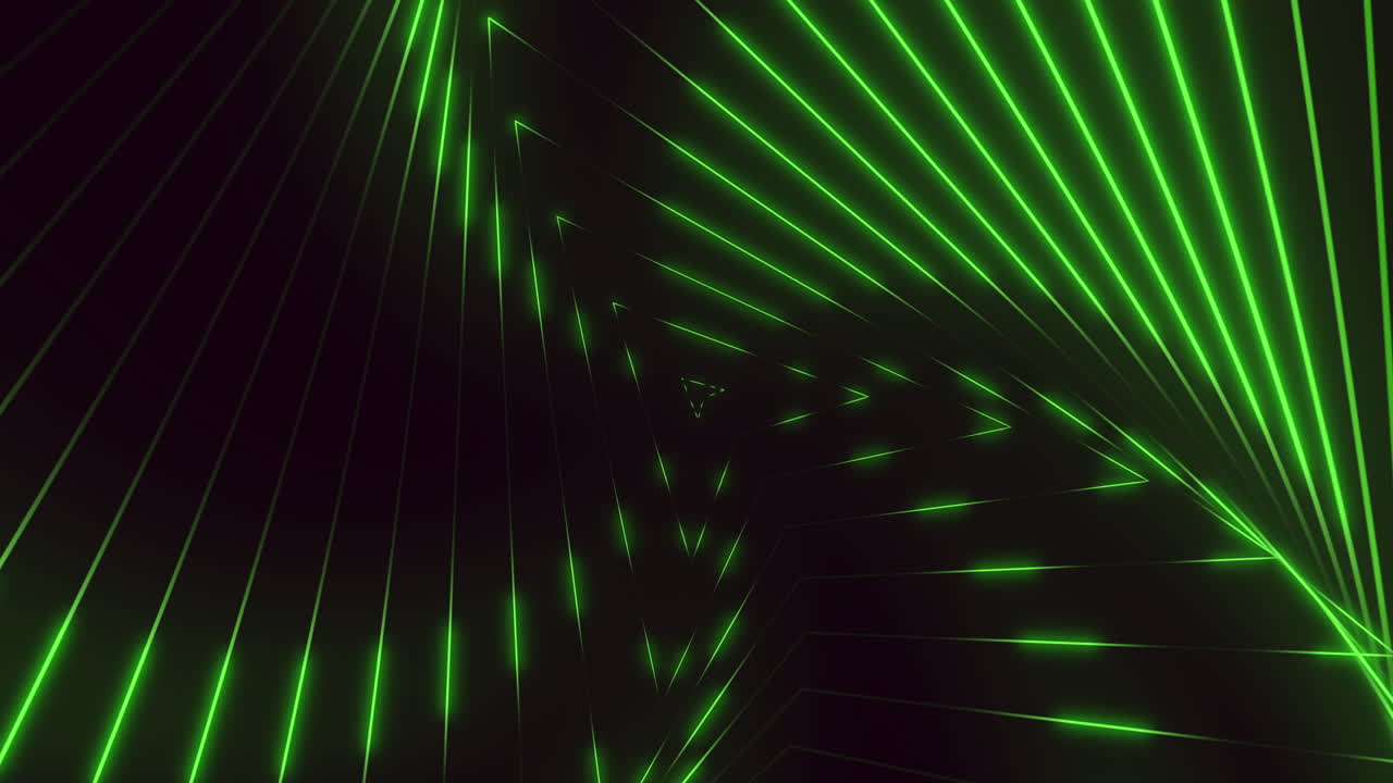 Premium stock video - Pulse trace neon green triangles in helix on black gradient