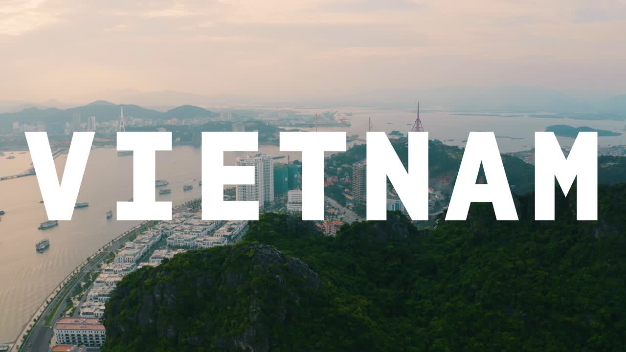 Free stock video - Drone shot of vietnamese coastal port city scene ...