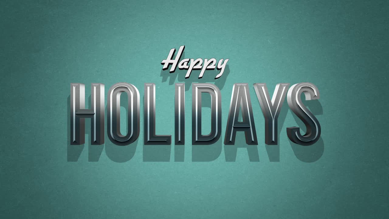 Premium stock video - Retro happy holidays text on green grunge texture