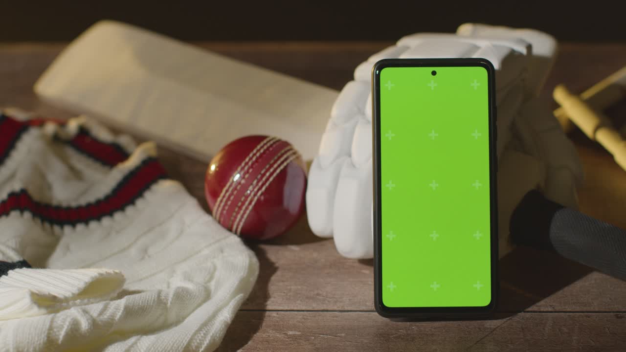 Free stock video - Green screen mobile phone surrounded by cricket bat ...