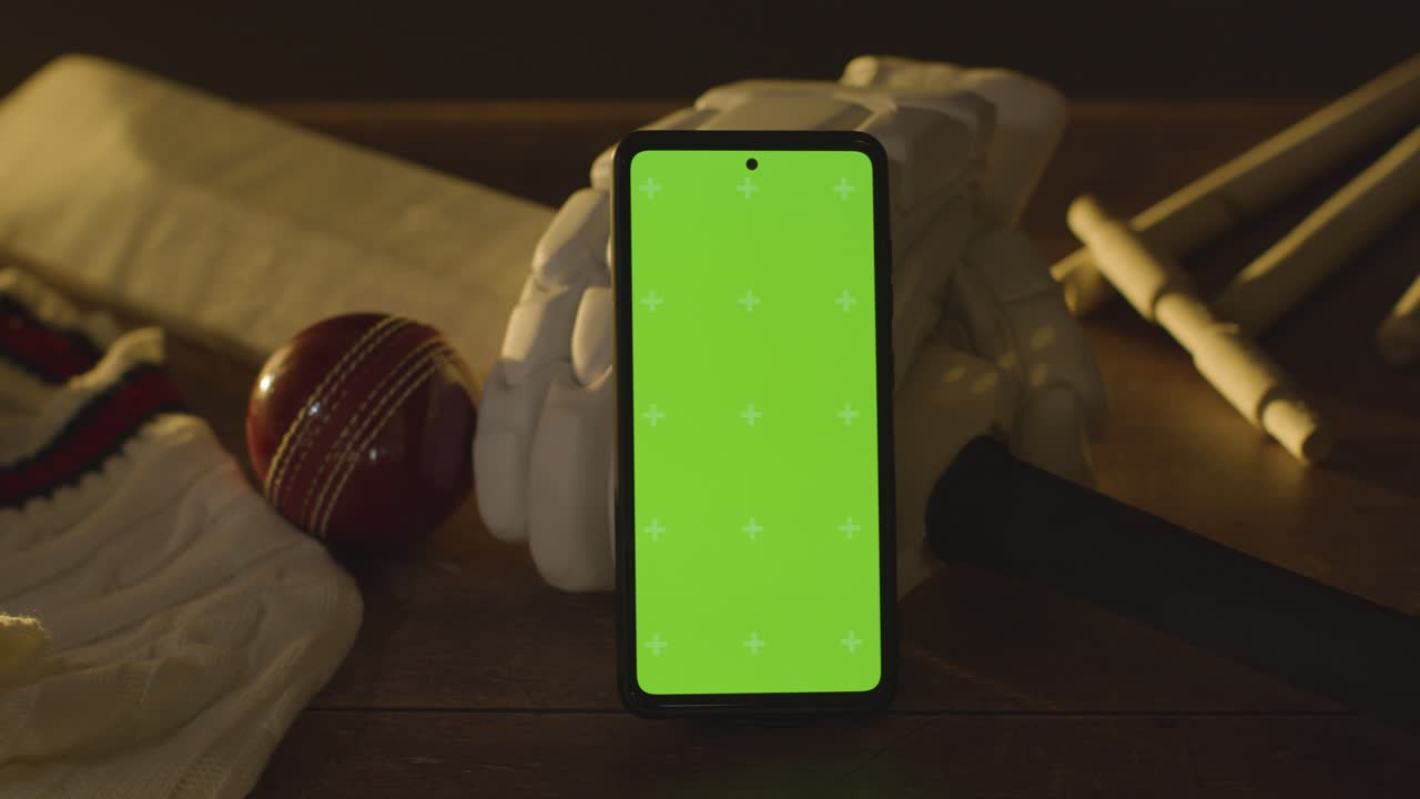 Free stock video - Green screen mobile phone surrounded by cricket bat ...