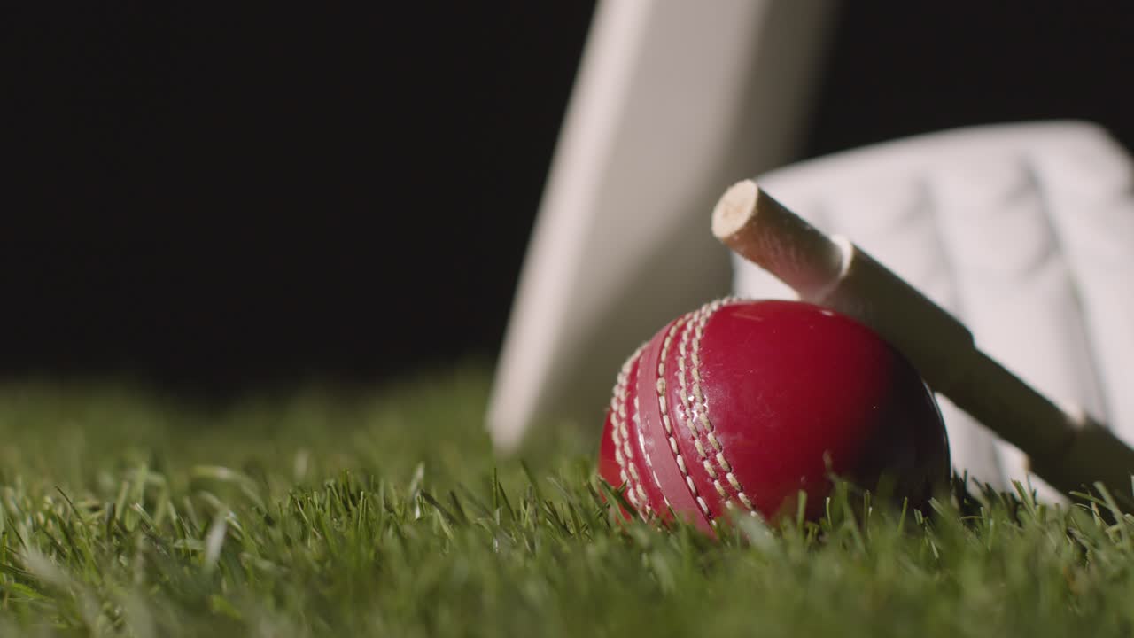 Free stock video - Cricket still life with close up of bat ball bails ...