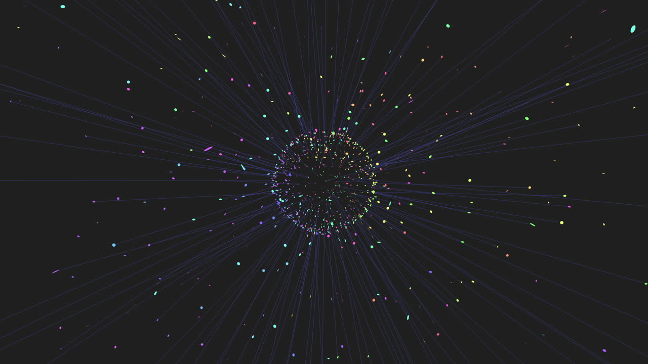 Premium stock video - Neon sphere with dots and lines on black gradient