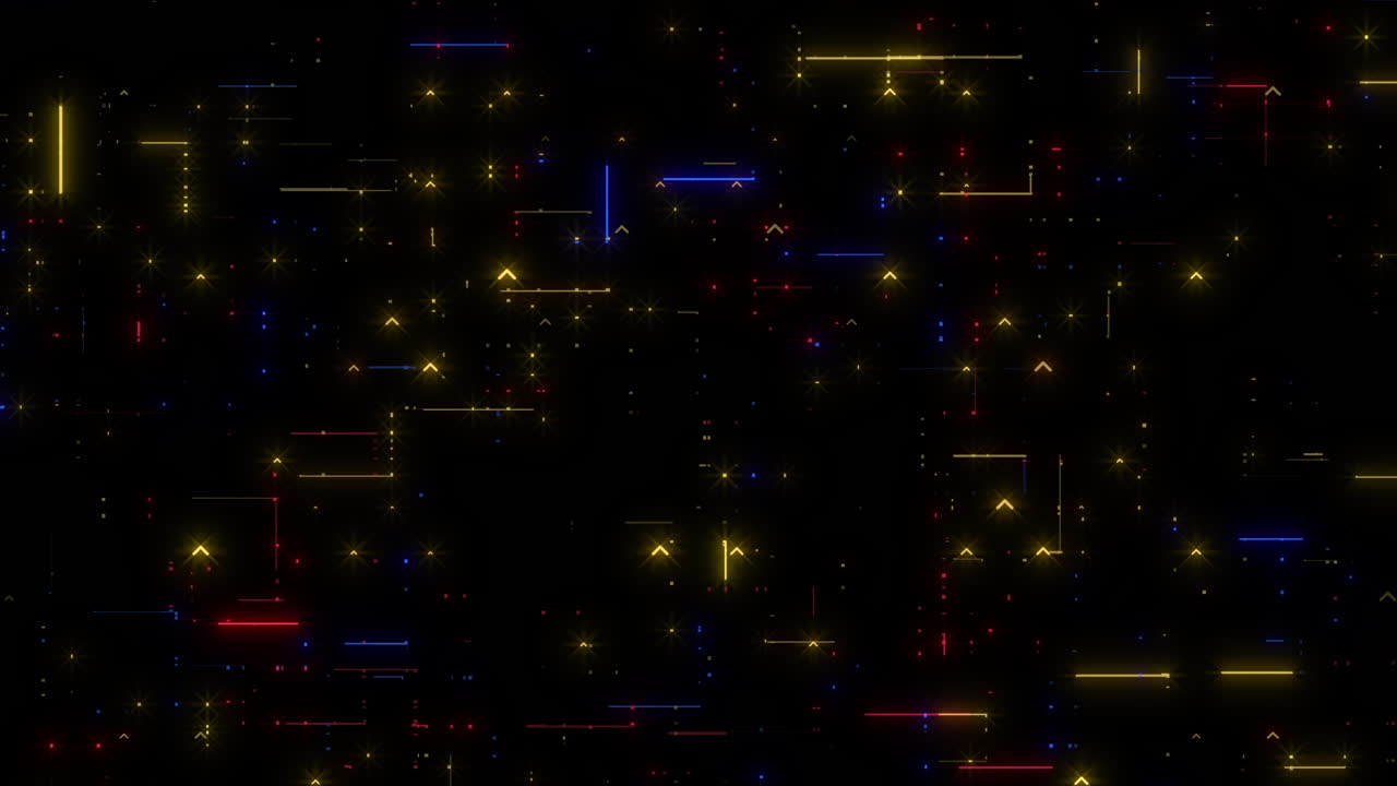 Premium stock video - Digital and neon geometric pattern on computer screen