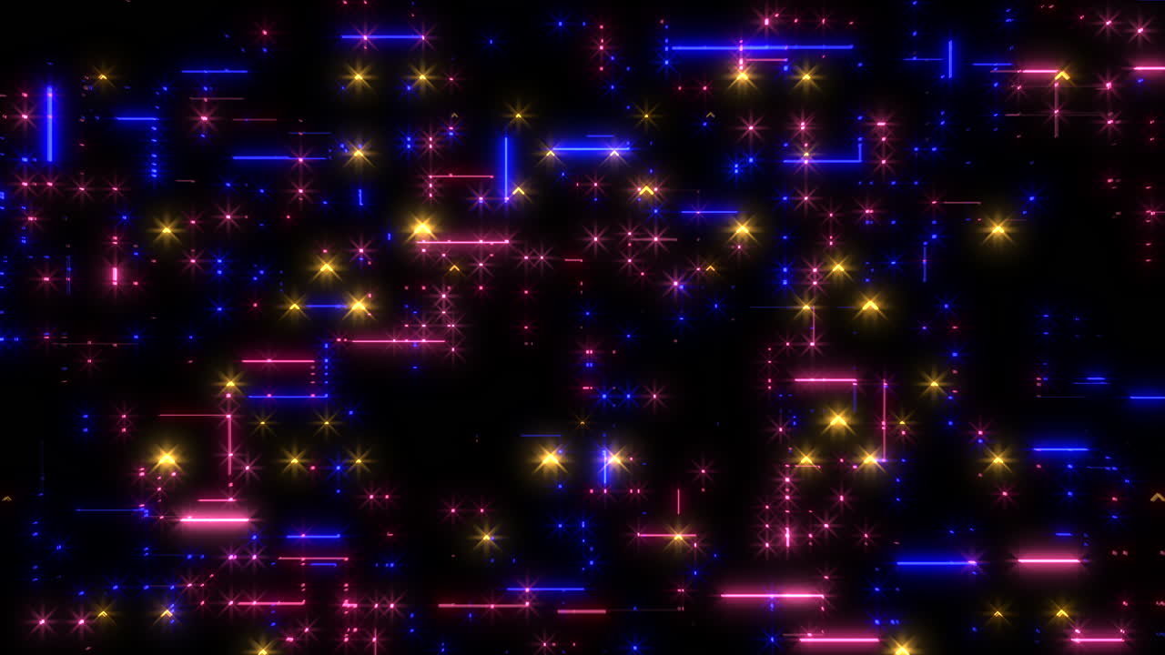 Premium stock video - Digital and neon geometric pattern on computer screen