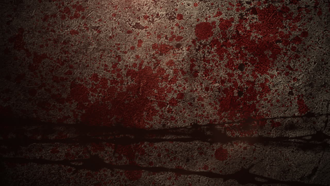 Premium stock video - Motion camera and spot of blood on dark wall texture