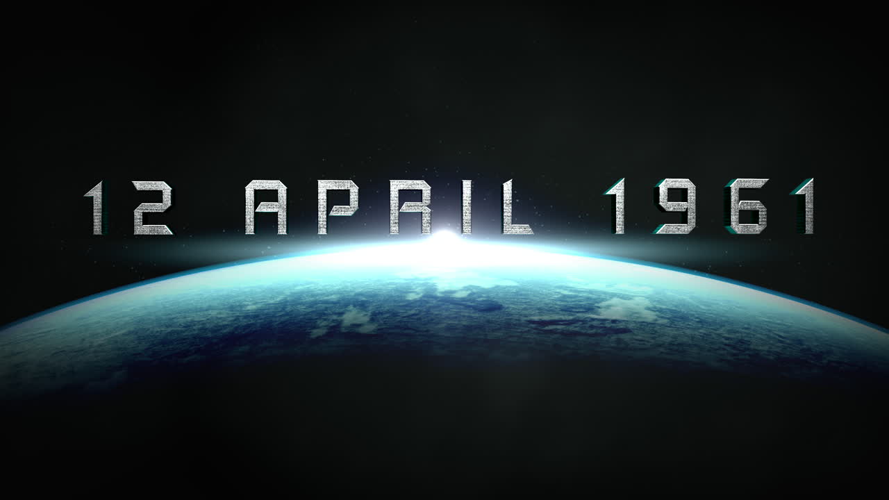 Premium stock video - 12 april 1961 with earth planet and flash light ...