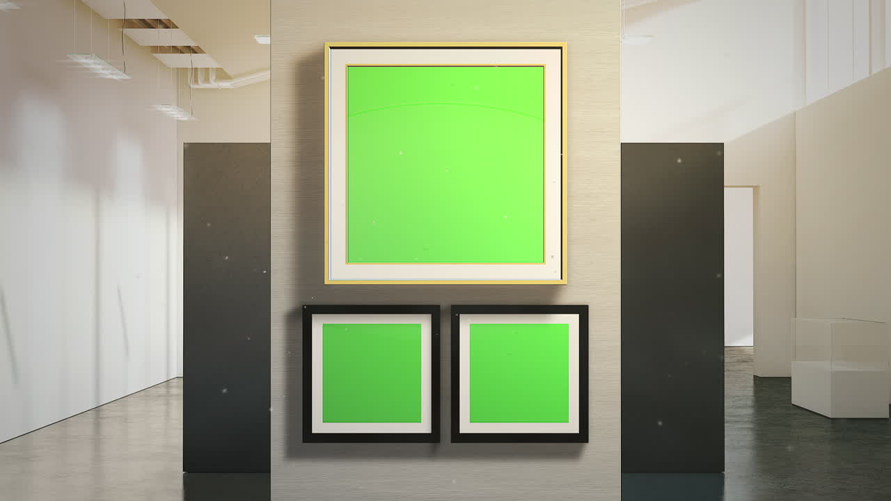 Premium stock video - Hall of art museum with frame for picture and ...