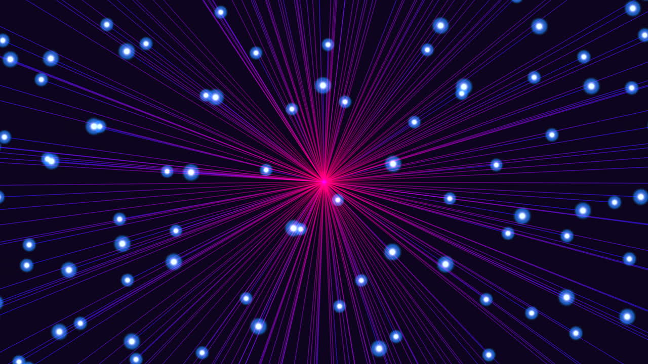 Premium Stock Video Motion Neon Lines With Dots In Dark Space