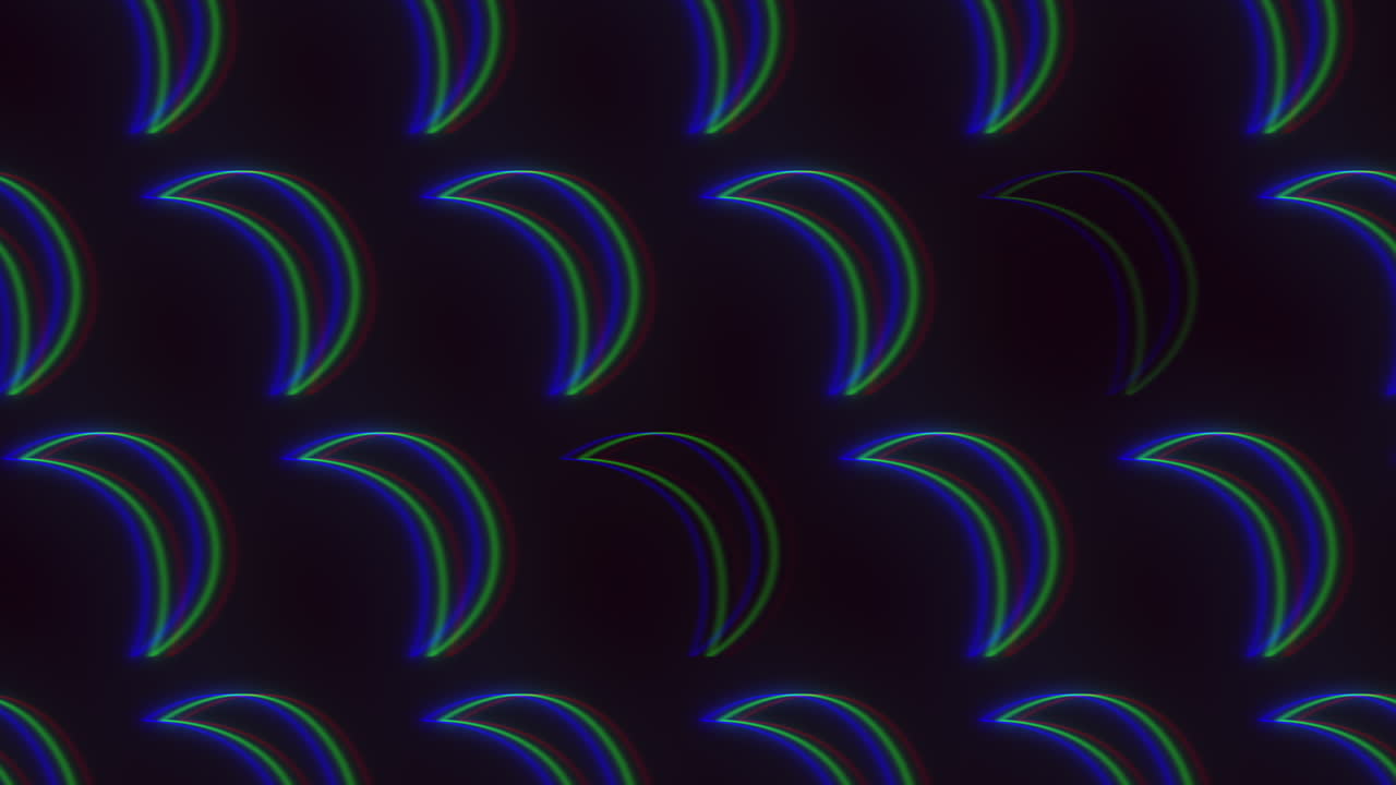 Premium stock video - Retro pattern with geometric shape in rows and glitch effect on black gradient