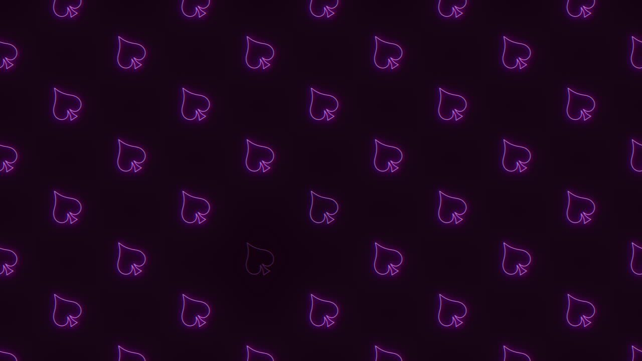 Premium stock video - Purple neon suits of spades cards in rows on ...
