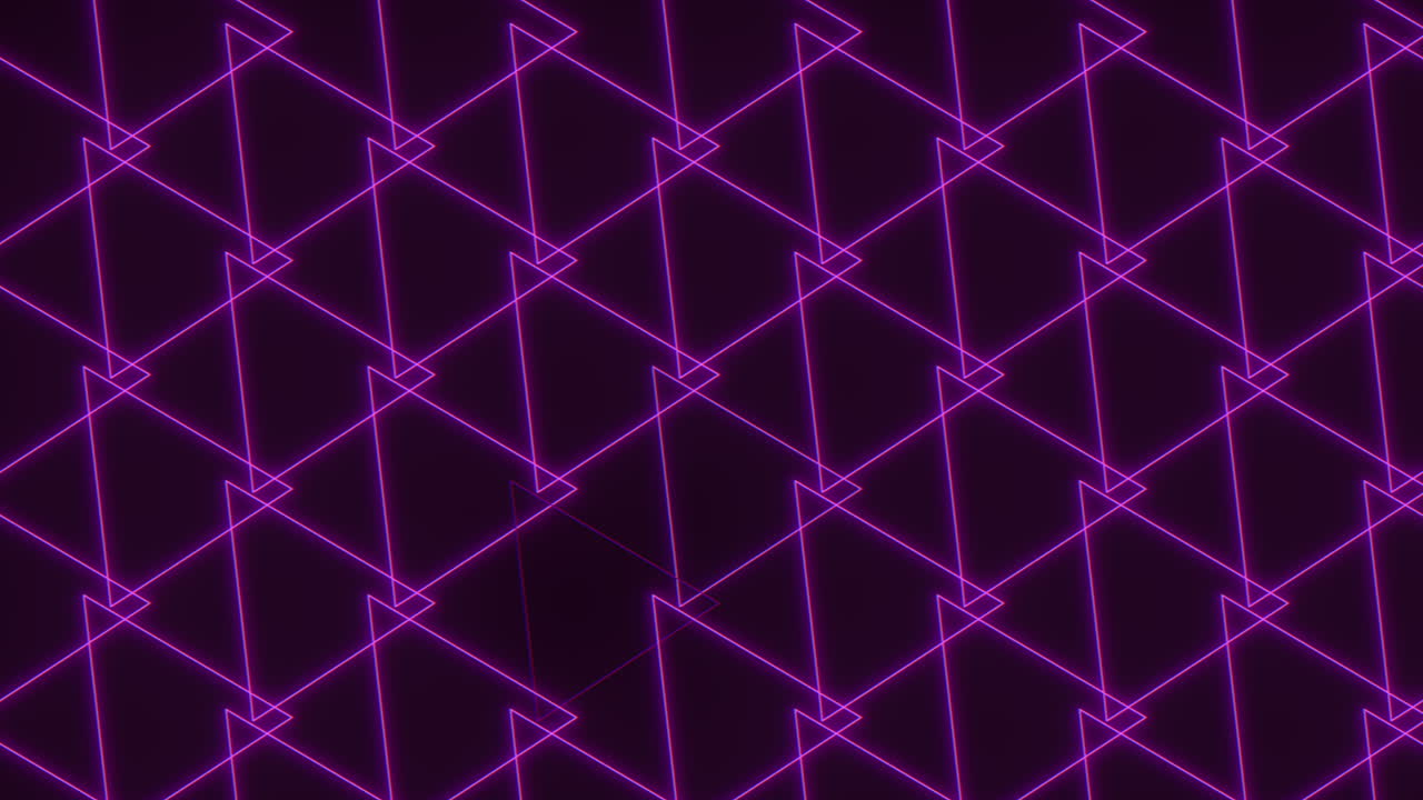 Premium stock video - Purple neon triangles in rows on black gradient