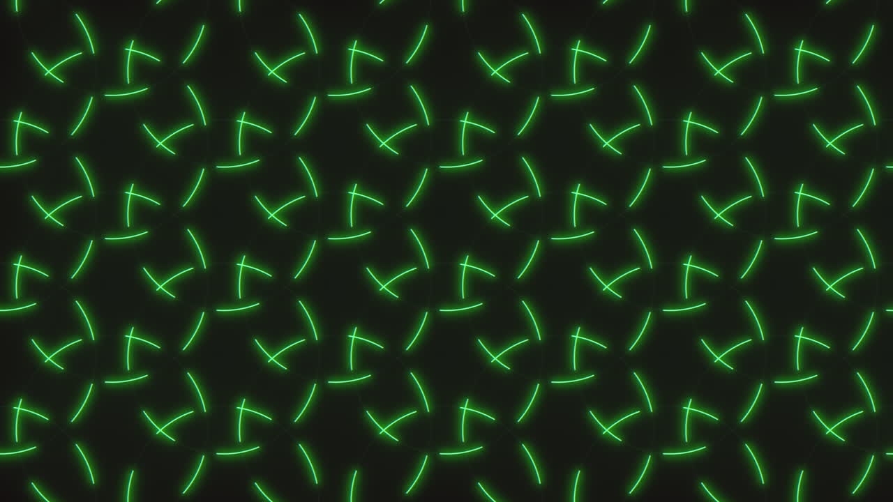 Premium stock video - Lines pattern with motion green neon light in rows on black gradient 2