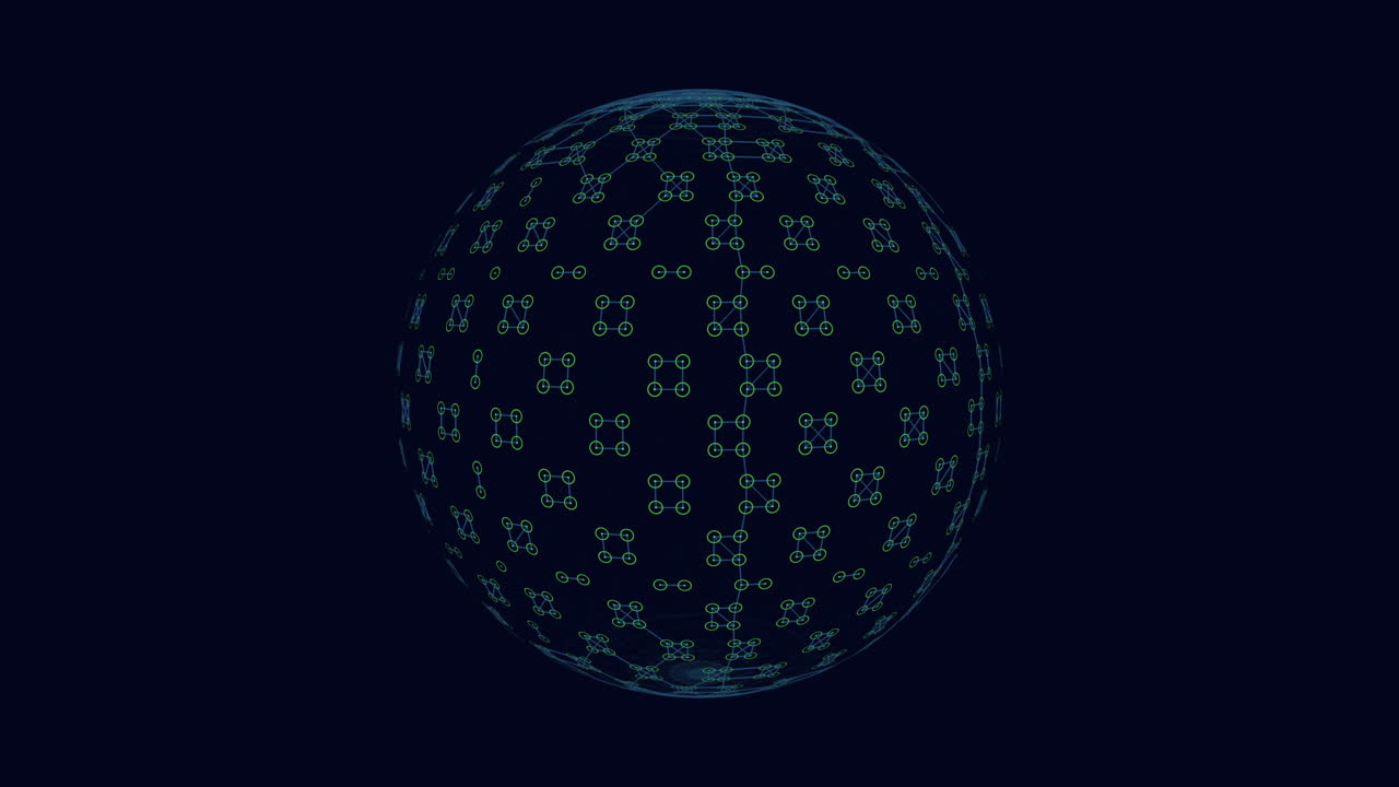 Premium stock video - Futuristic neon sphere with small dots and lines ...