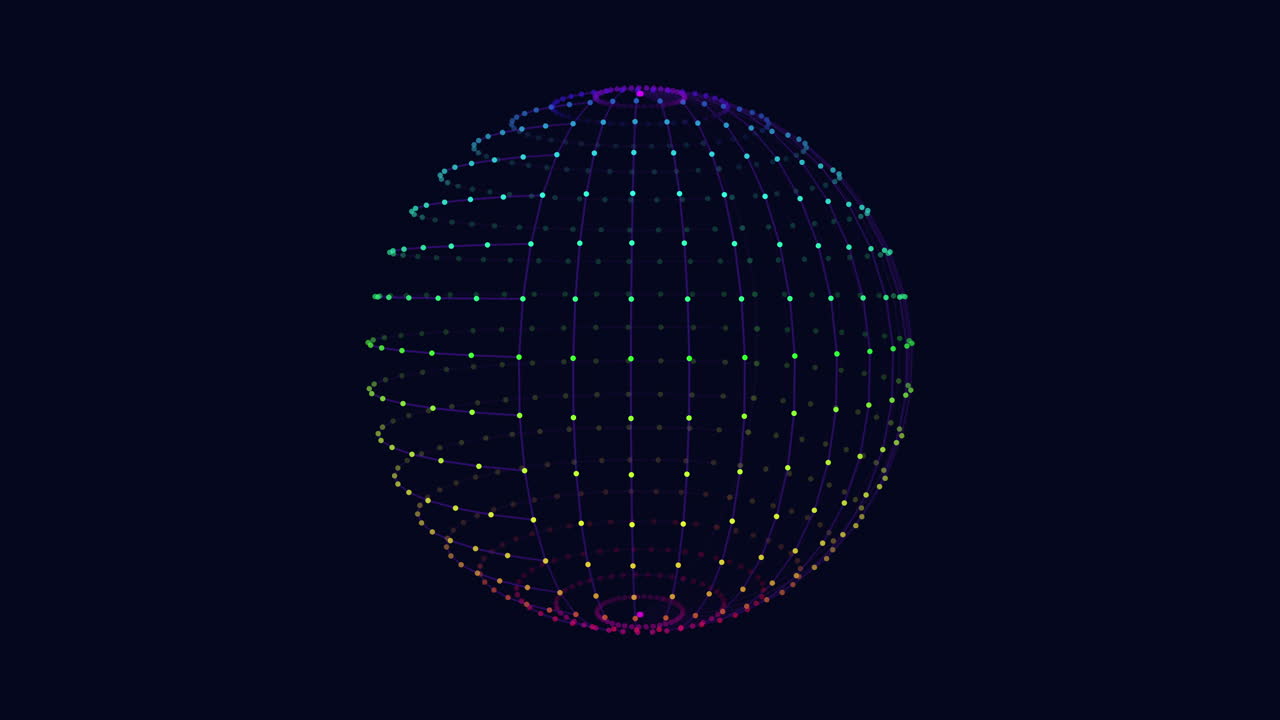 Premium stock video - Futuristic neon sphere with small dots and lines ...