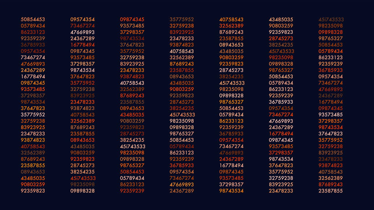 Premium stock video - Rows numbers pattern with neon color on black ...