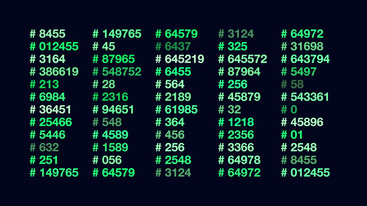 Premium stock video - Rows numbers pattern with neon color on black ...
