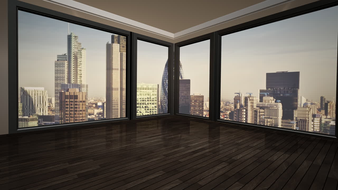 Premium stock video - City panorama with big buildings in summer day ...