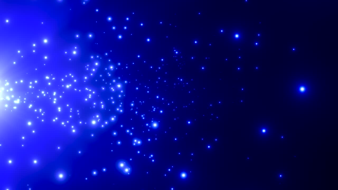 Premium stock video - Flying random blue stars and space dust in black ...