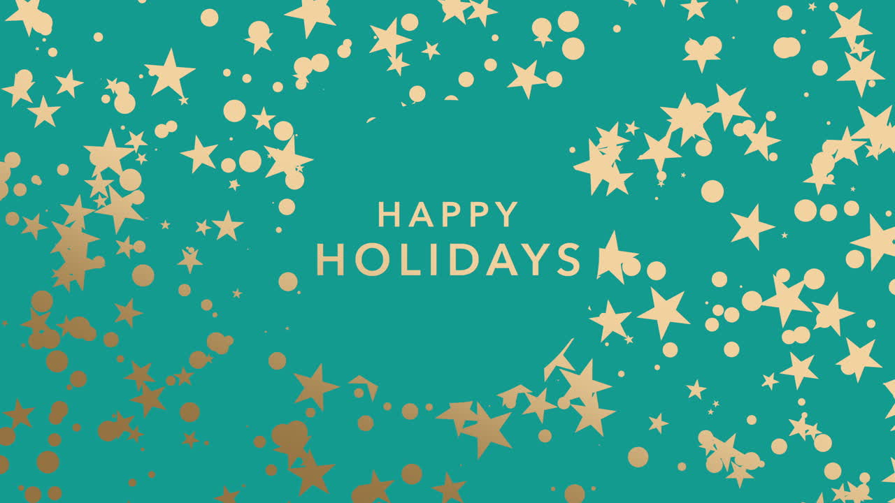 Premium stock video - Happy holidays with fly gold stars and confetti ...