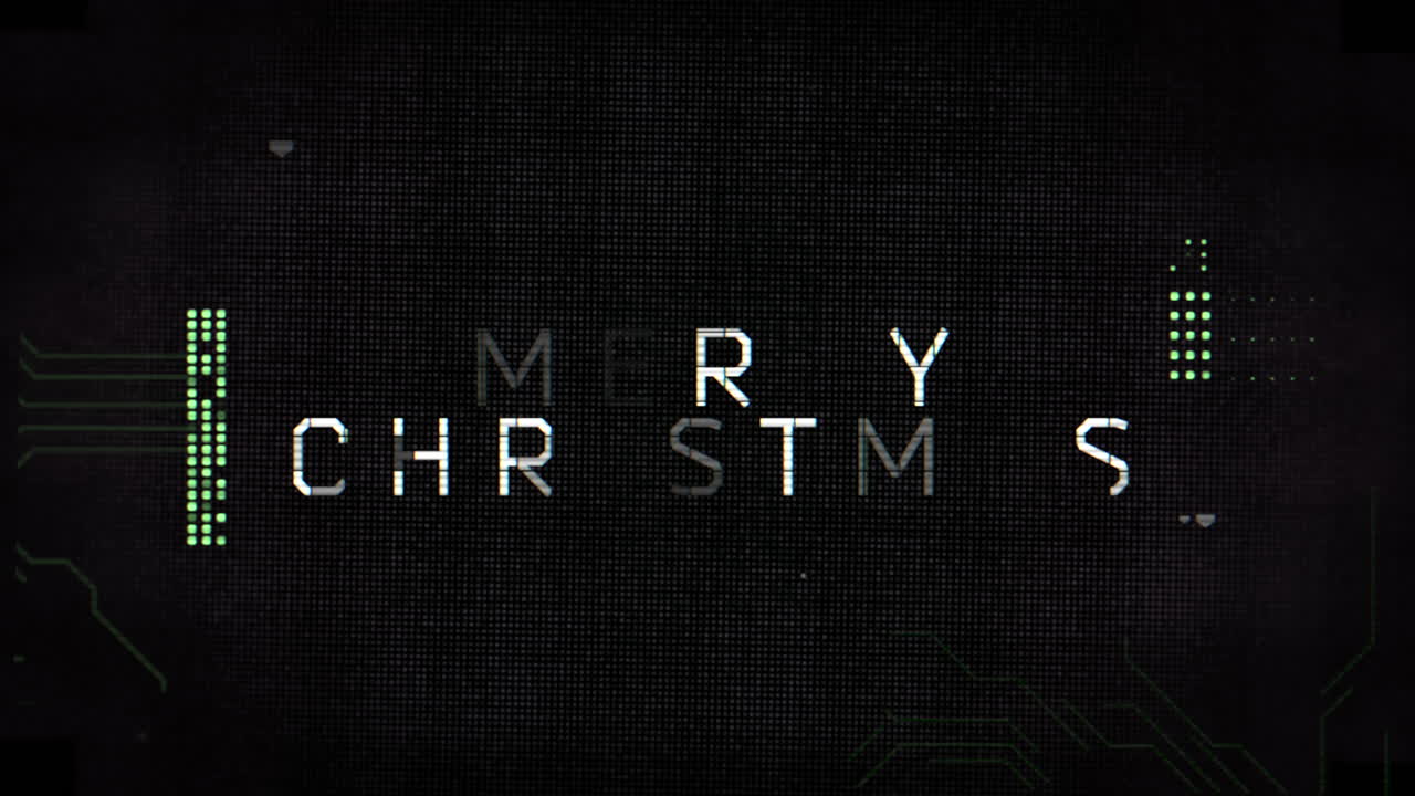 Premium stock video - Merry christmas on computer screen with neon