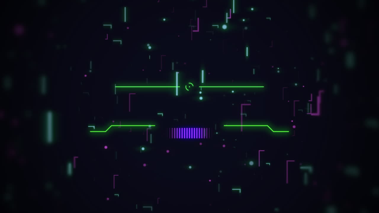 Vídeo de arquivo Premium - Tela digital com elementos hud e linhas neon
