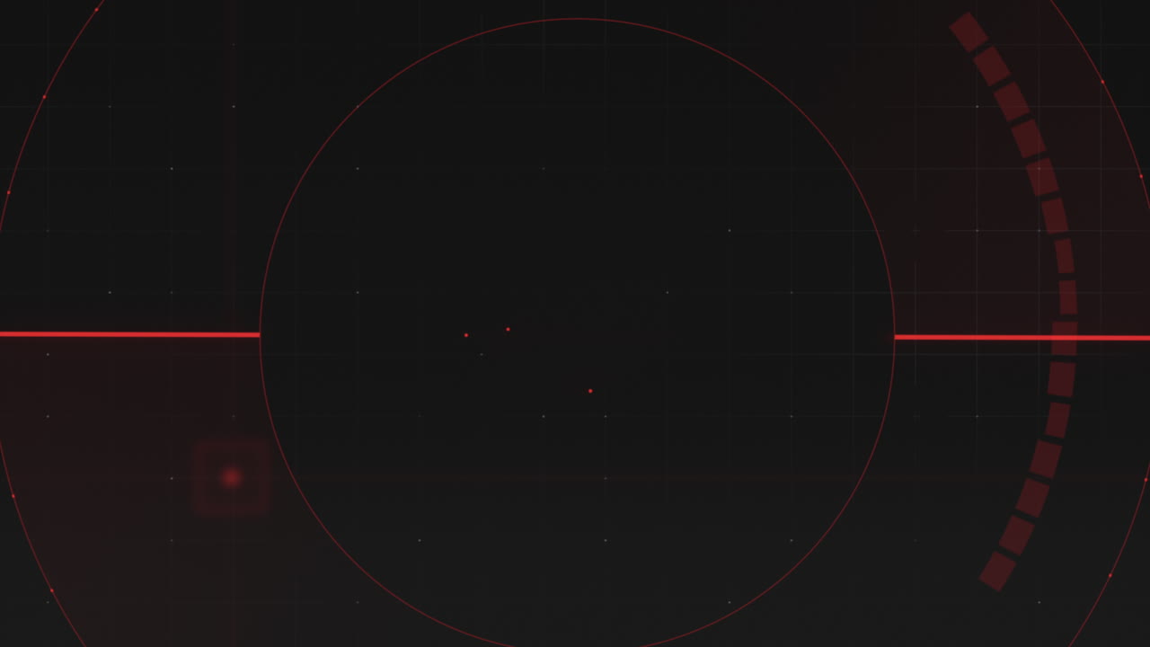 Premium stock video - Computer screen with red lines and circles elements