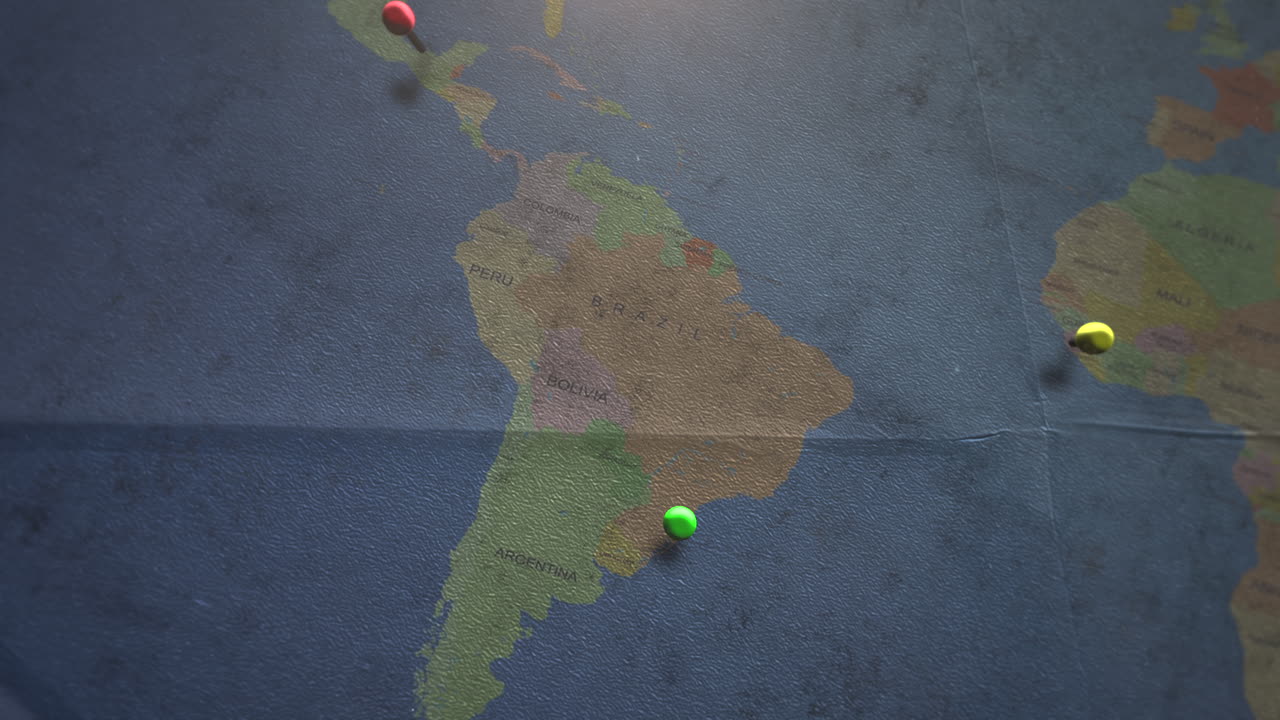 Premium stock video - World map with point of visit